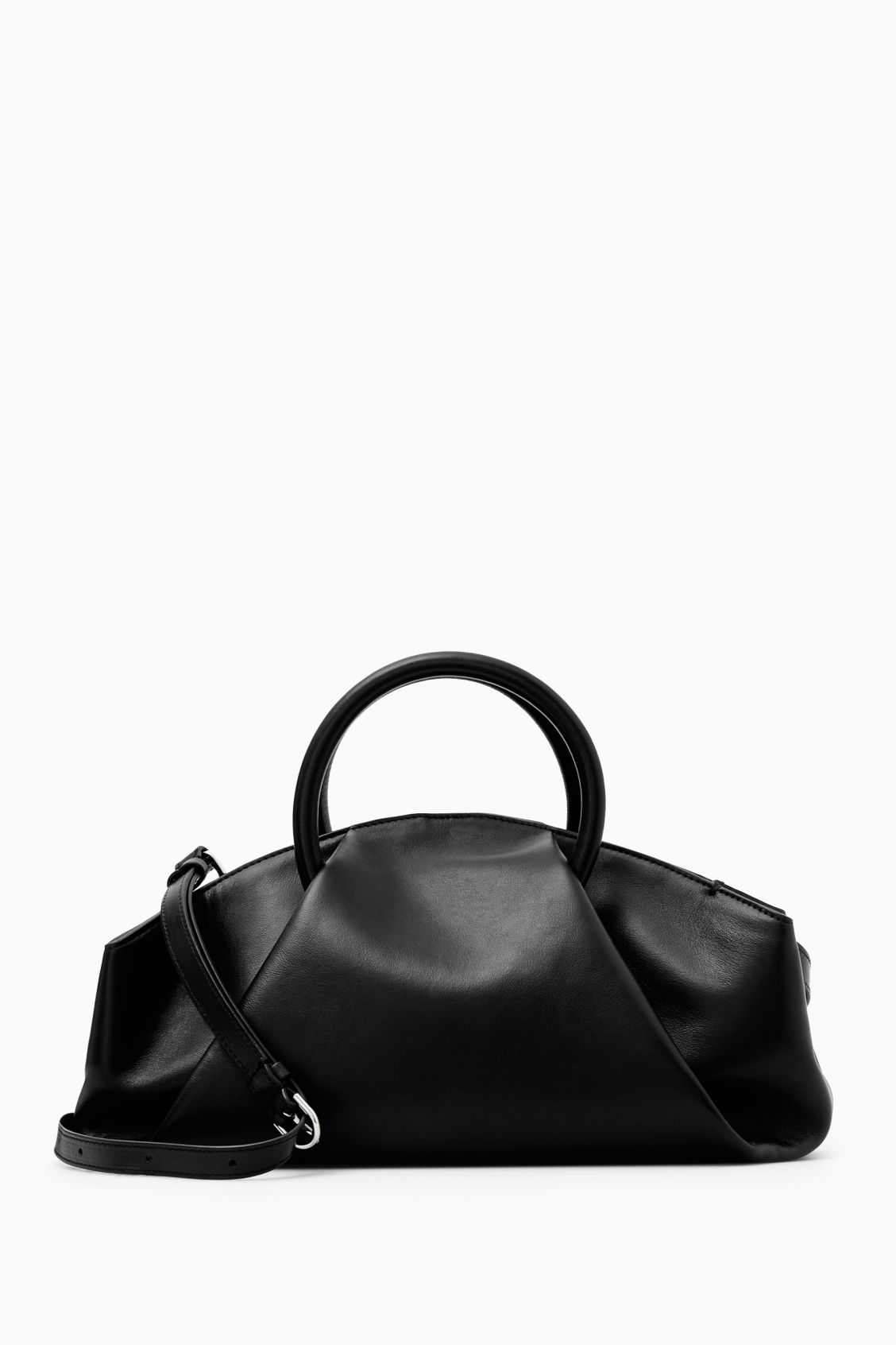 COS Leather Fold Shoulder Bag in BLACK | endource