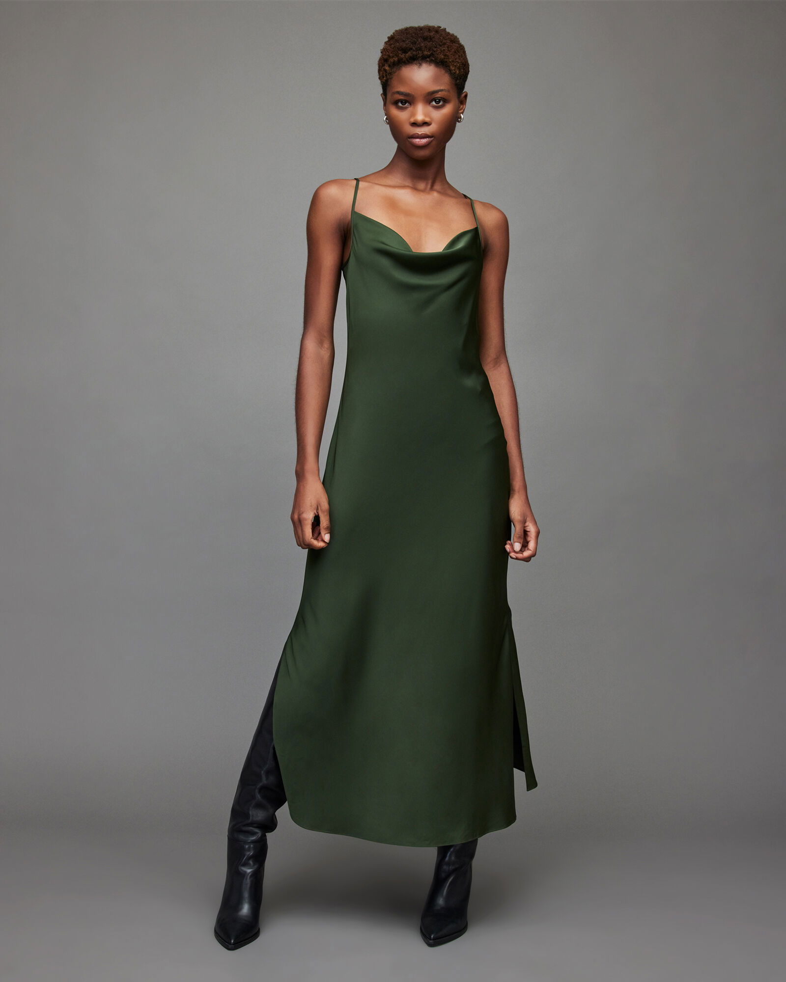 ALLSAINTS Hadley Dress in Forest Green | endource