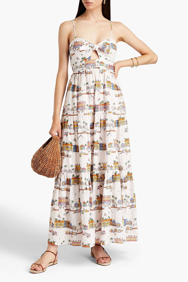 ZIMMERMANN Mae Strapless Linen Maxi Dress in Multicolor | Endource
