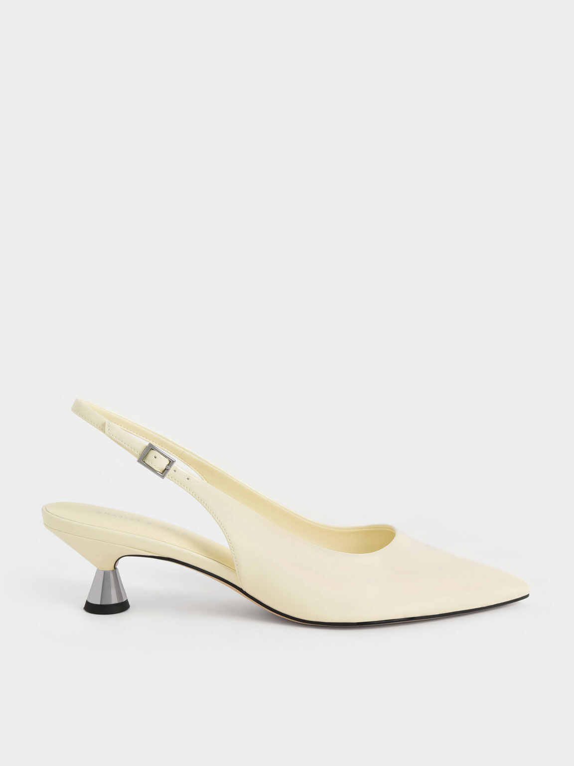 CHARLES & KEITH Patent Spool Heel Slingback Pumps in Butter | Endource