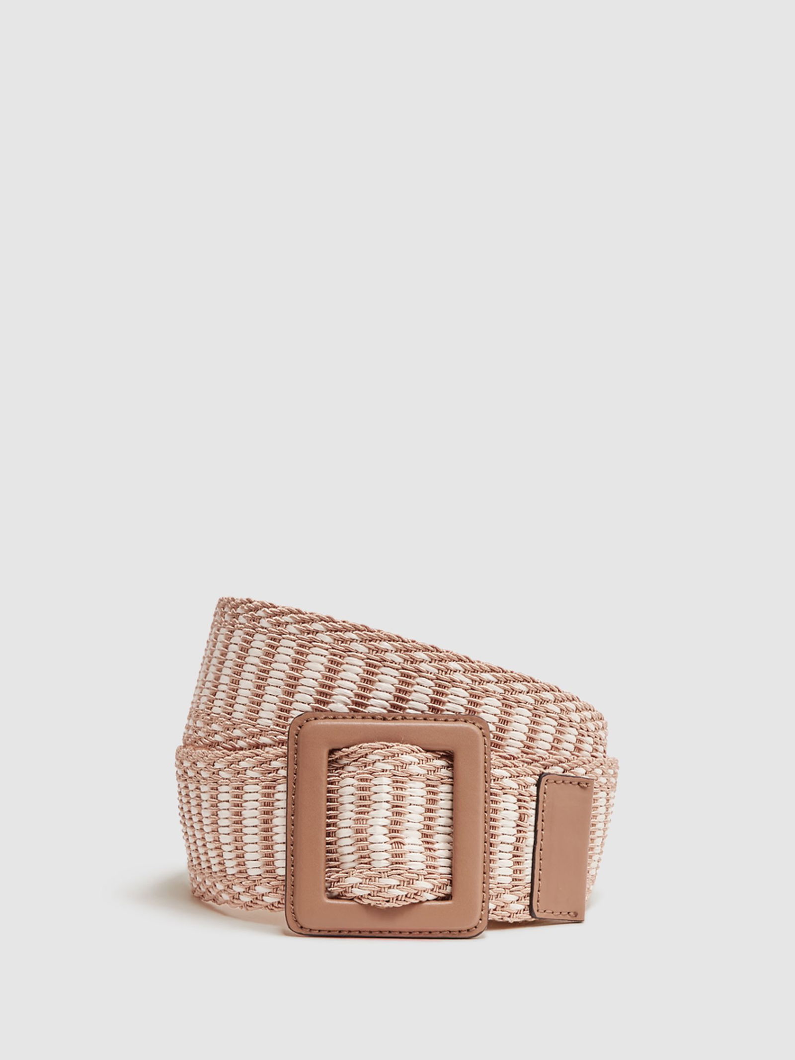 REISS Daisy Raffia Buckled Belt in Neutral | Endource