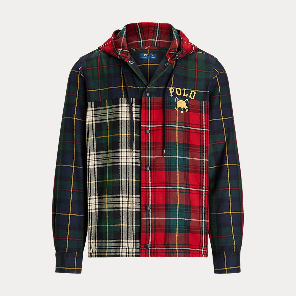 POLO RALPH LAUREN Plaid Patchwork Hooded Shirt Jacket in Multi | Endource