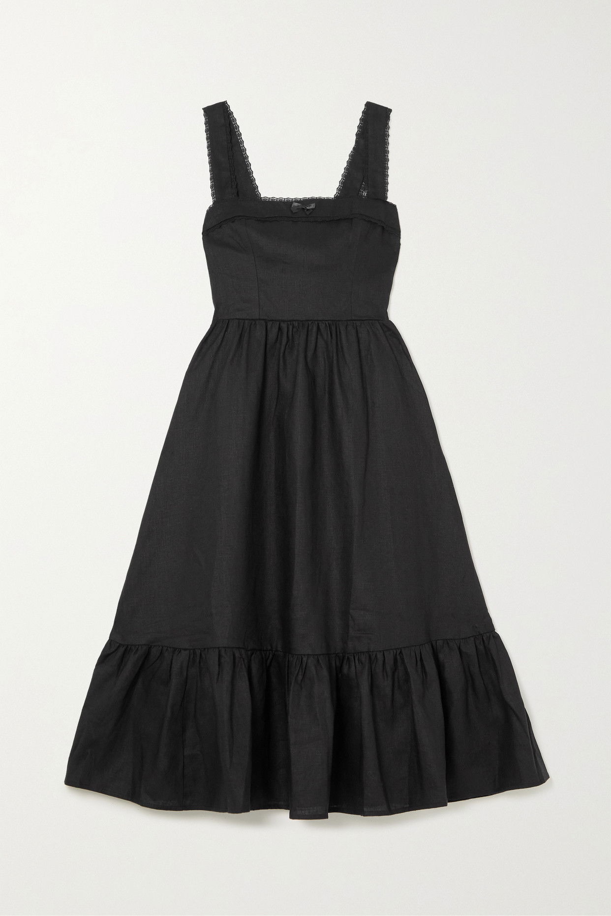 REFORMATION Rowen Bow-Detailed Midi Dress in Black | endource