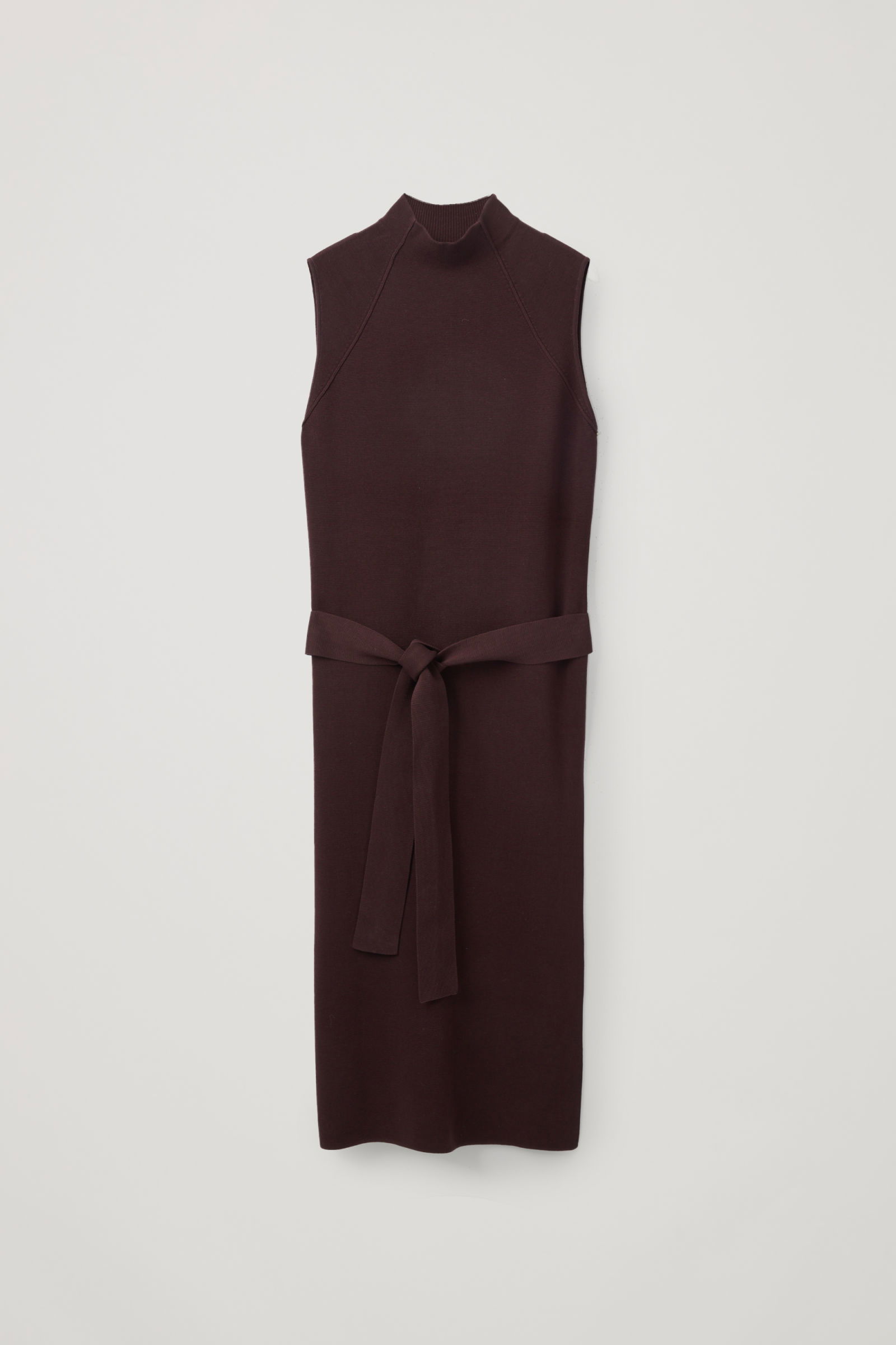 COS Organic Cotton Roll Neck Knitted Tunic in DARK BROWN | endource