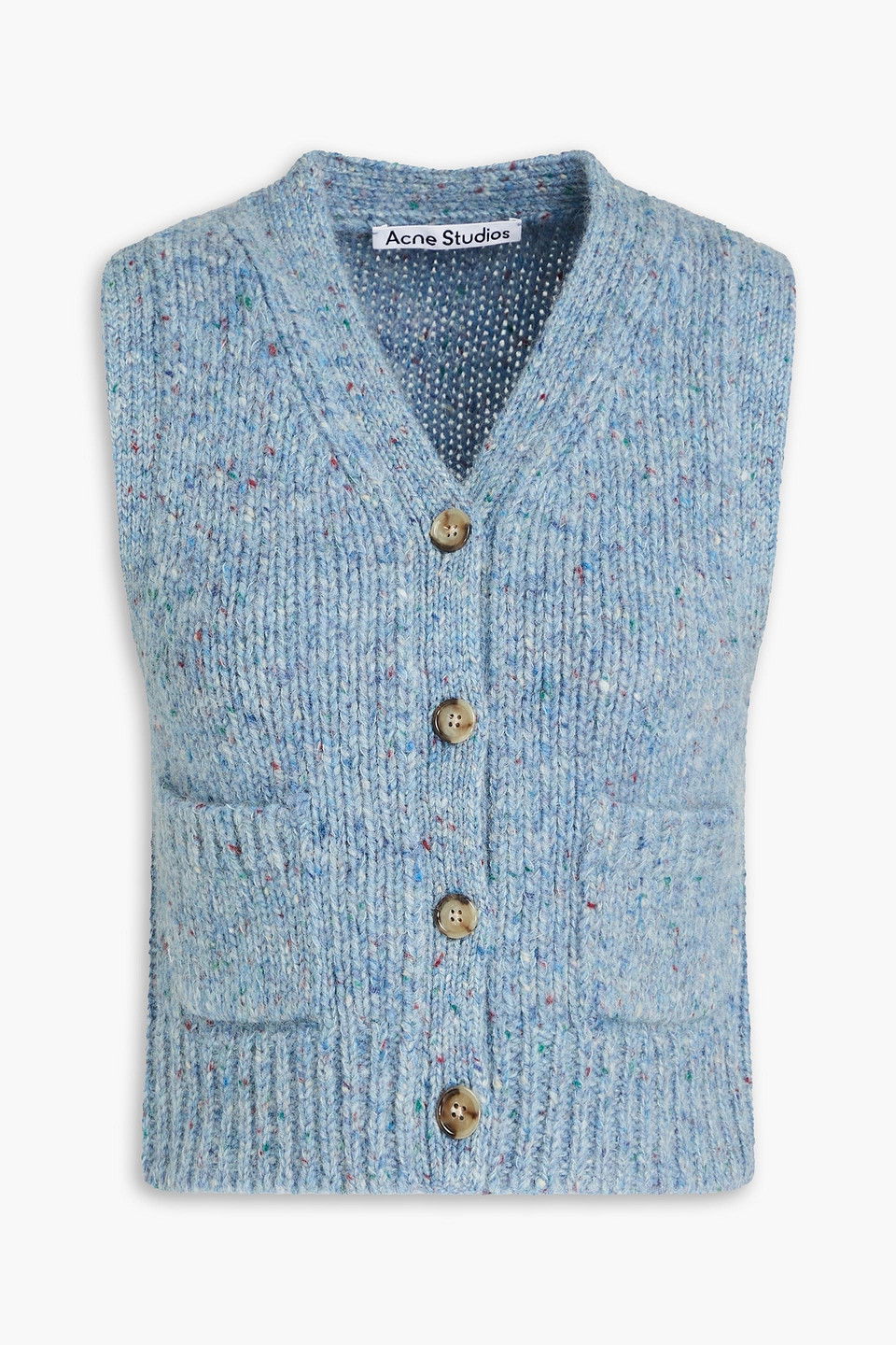 ACNE STUDIOS Cropped Donegal Wool And Mohair-Blend Vest in Blue | endource