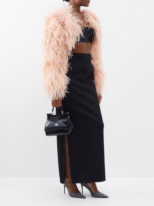 DOLCE & GABBANA Kim Ostrich Feather Bolero Jacket | endource