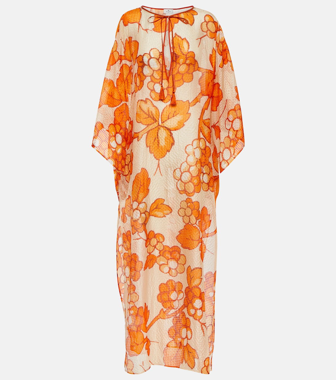 ETRO Printed Silk Kaftan in Orange | endource