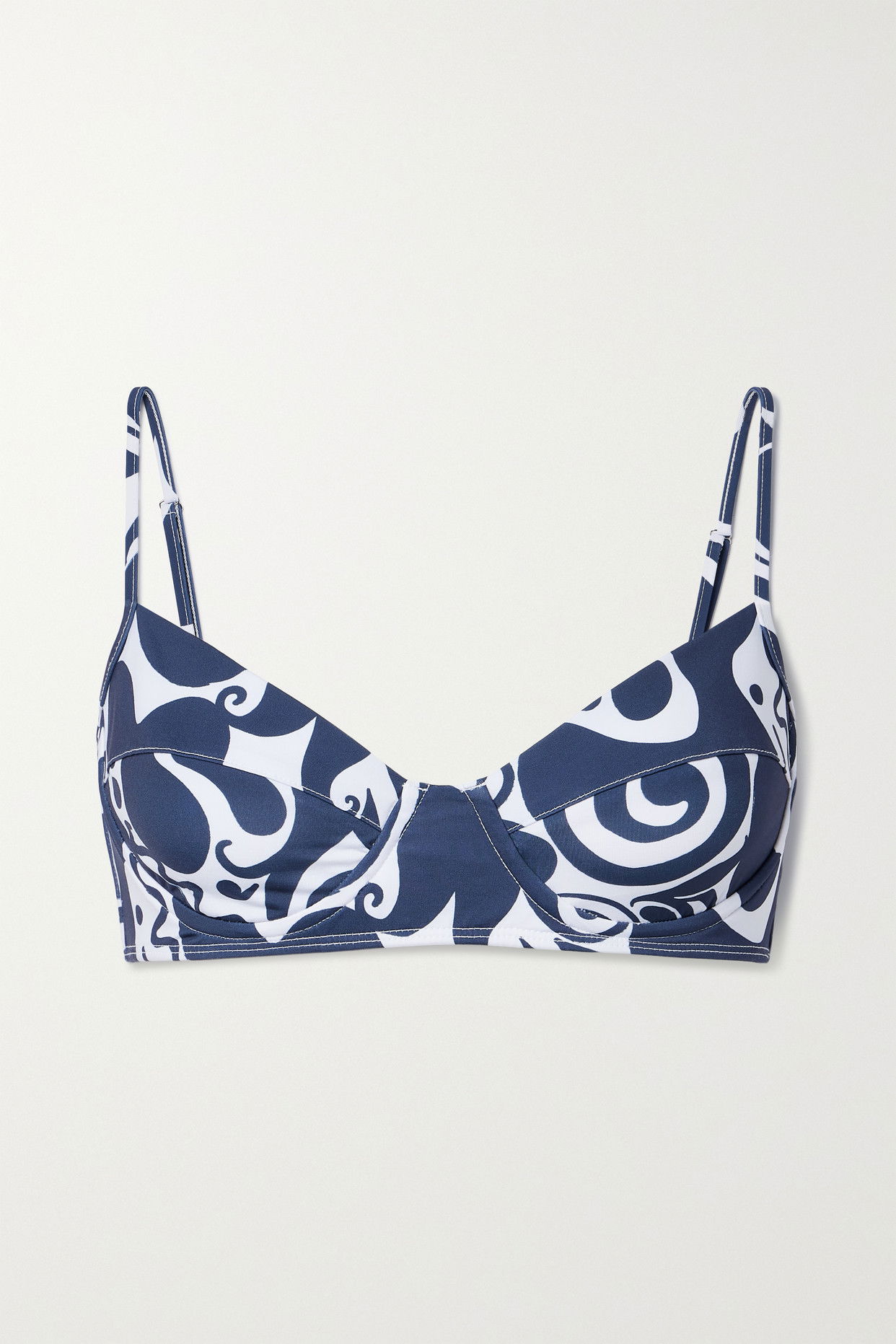 MARA HOFFMAN Lua Printed Underwired Bikini Top in Blue | Endource