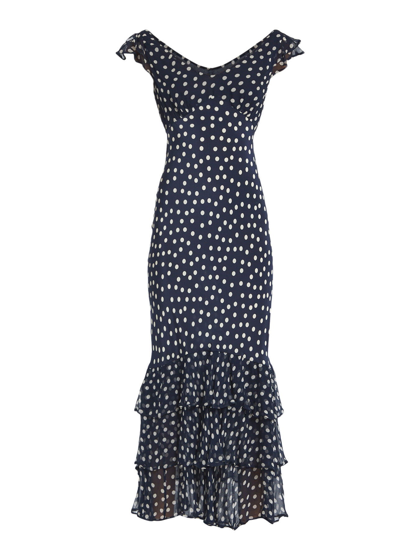 RIXO Ossy Scatter Spot Dress in Scatter Spot Navy | endource