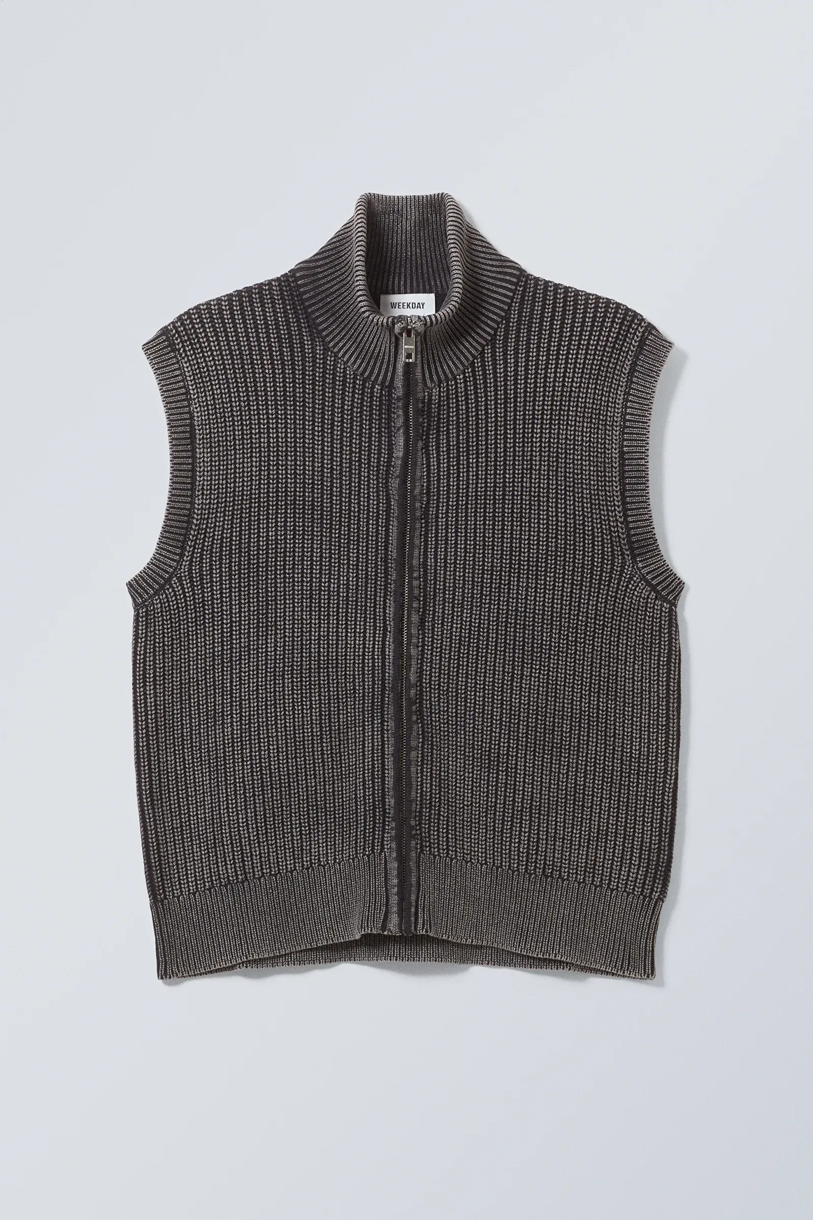 WEEKDAY Marwin Zipped Vest in Washed Black | Endource