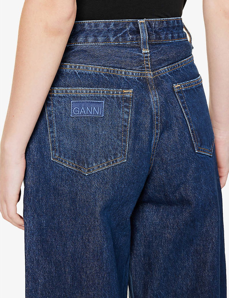 GANNI Stary Tapered-Leg High-Rise Organic-Denim Jeans in DARKBLUESTONE ...