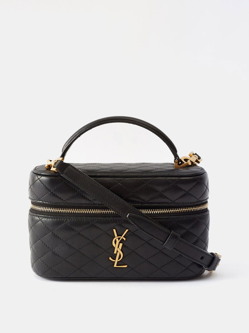 SAINT LAURENT Gaby Mini Quilted-Leather Vanity Cross-Body Bag in Black | endource