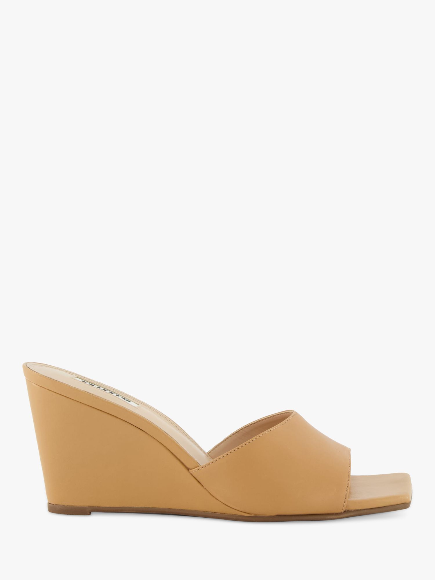 DUNE Motel Leather Open Toe Wedge Mules in Camel-leather | endource