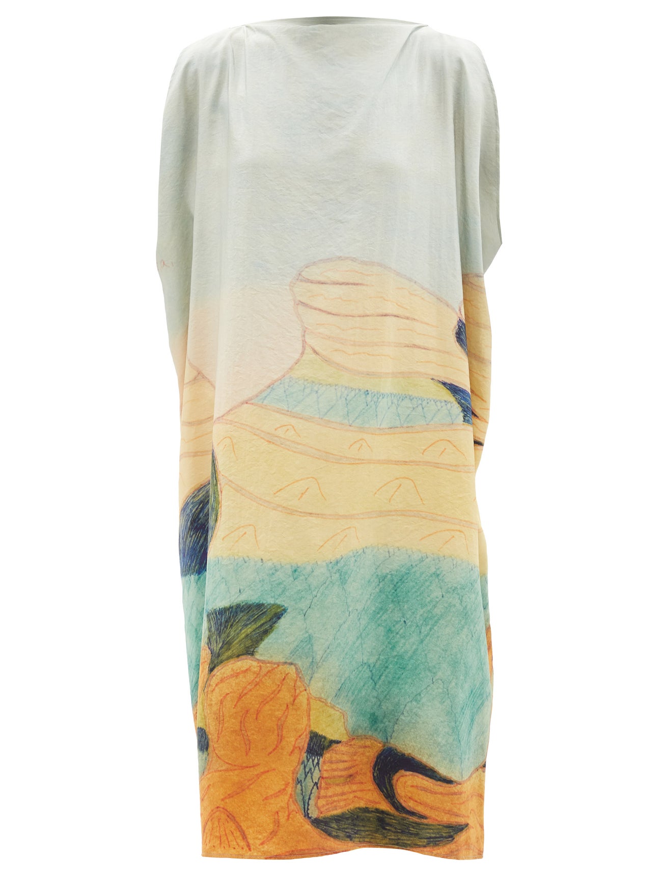 LEMAIRE Landscape-Print Silk-Blend Satin Midi Dress | endource