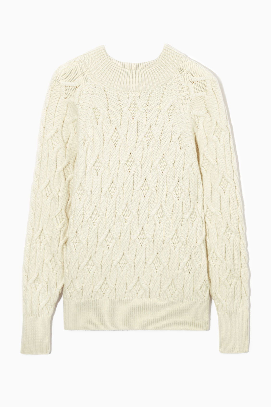 COS Cable-Knit Wool-Blend Jumper in CREAM | Endource