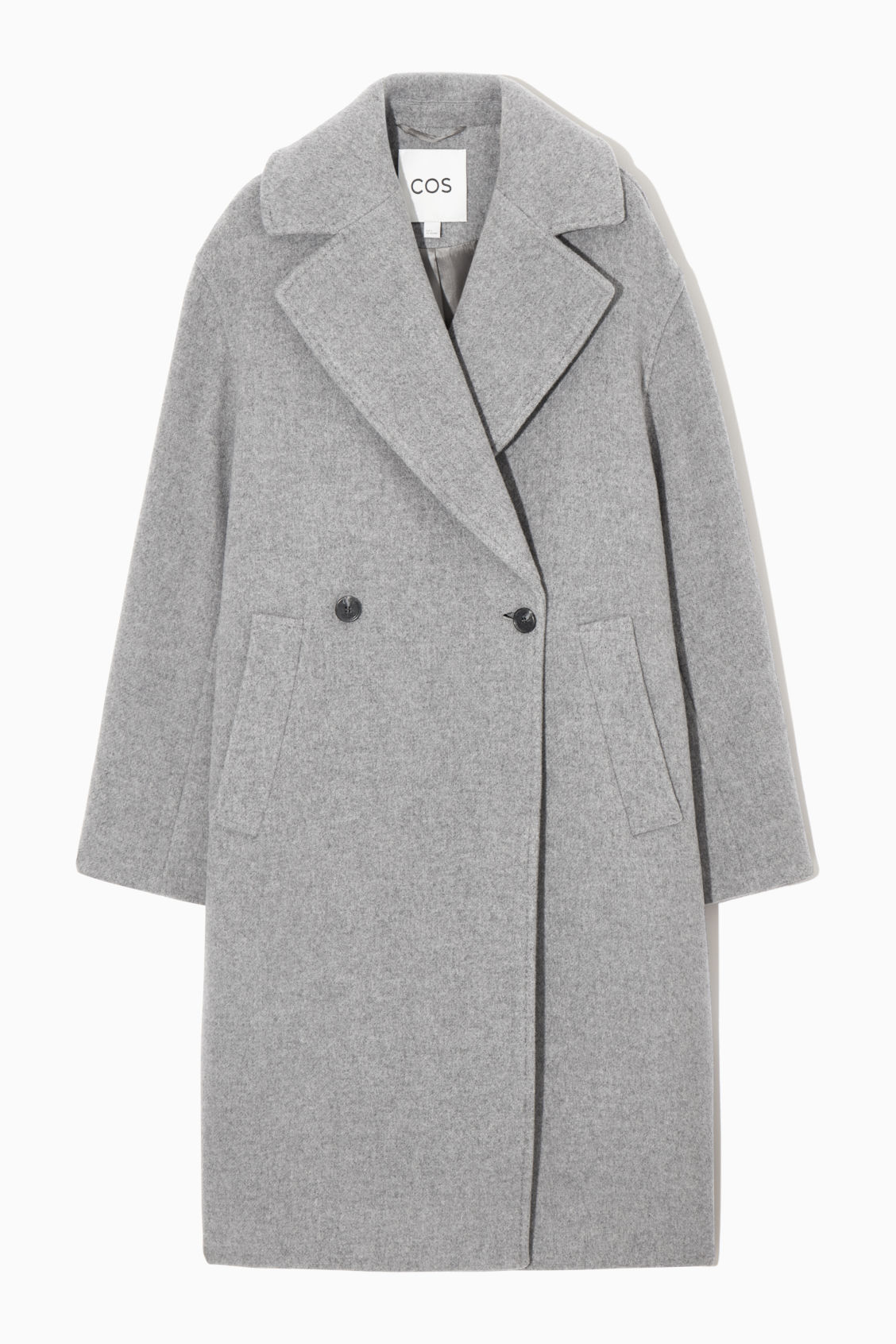 COS Oversized Double-Breasted Wool Coat in GREY | endource