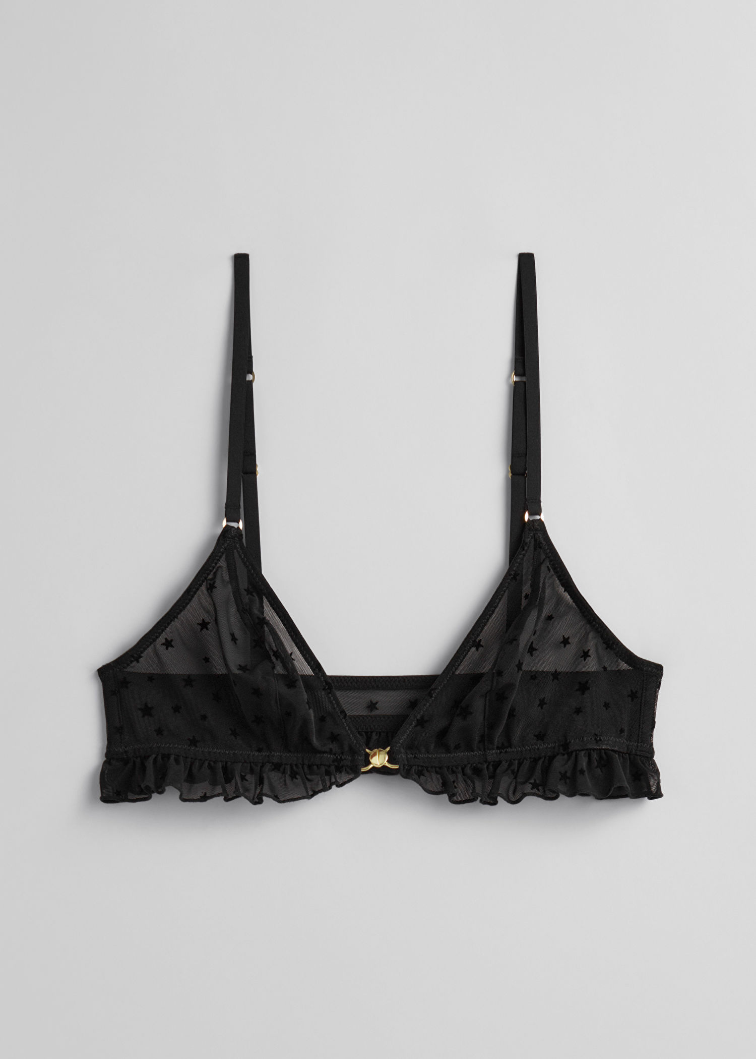 & OTHER STORIES Frilled Star-Motif Soft Bra in Black | Endource