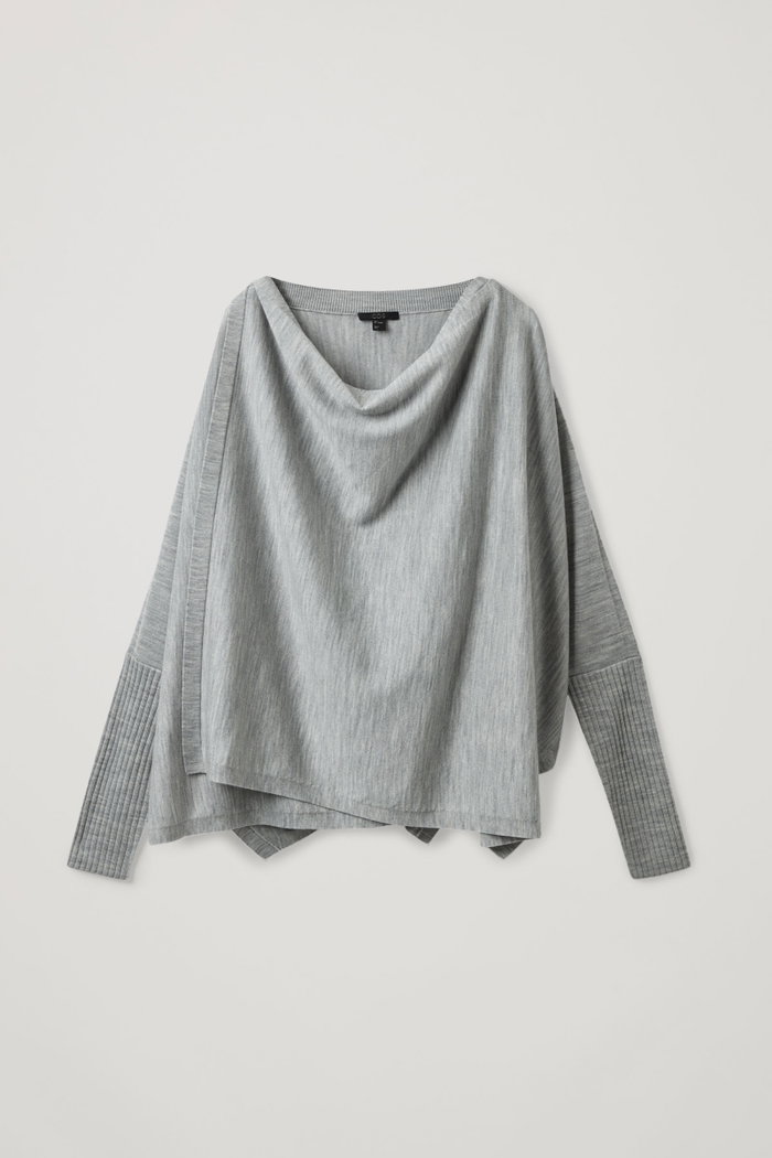 COS Merino Wool Wrap Cardigan in Light grey | endource
