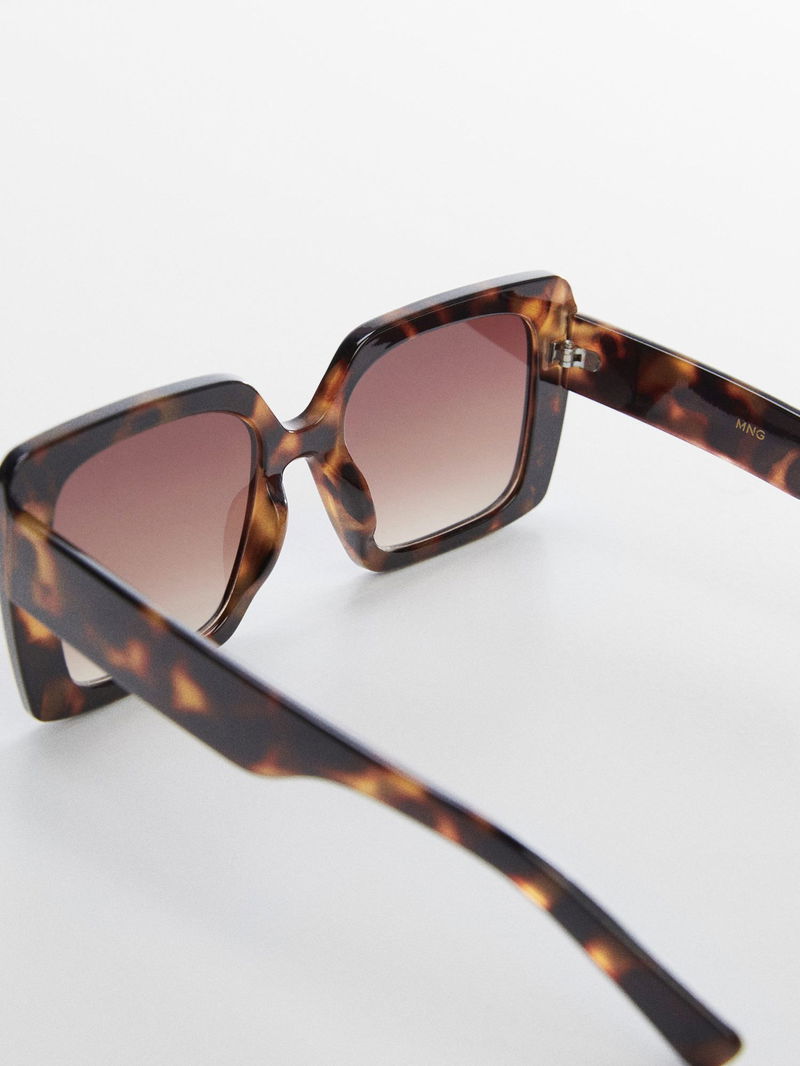 MANGO Jenni Rectangular Sunglasses in Tortoise/Dark Brown | Endource