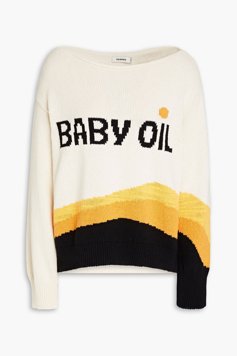 SANDRO Intarsia Cotton-Blend Sweater in White | endource