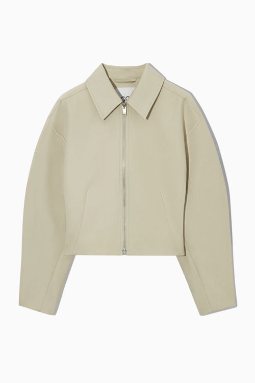 COS Minimal Cropped Jacket in LIGHT BEIGE | endource