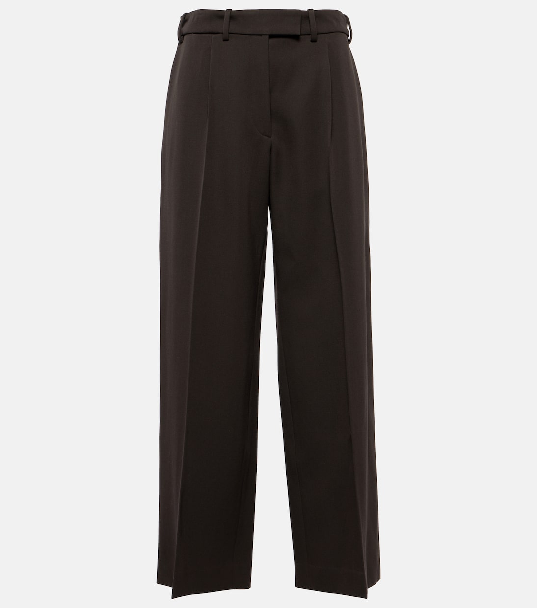 THE ROW Roan High-Rise Virgin Wool Wide-Leg Pants in Brown | endource