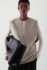 COS Deep V-Neck Sleeveless Top in LIGHT GREY | endource