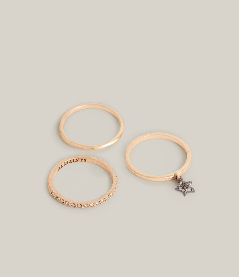 ALLSAINTS Cosma Ring Set in Hematite/Warm Brass | Endource