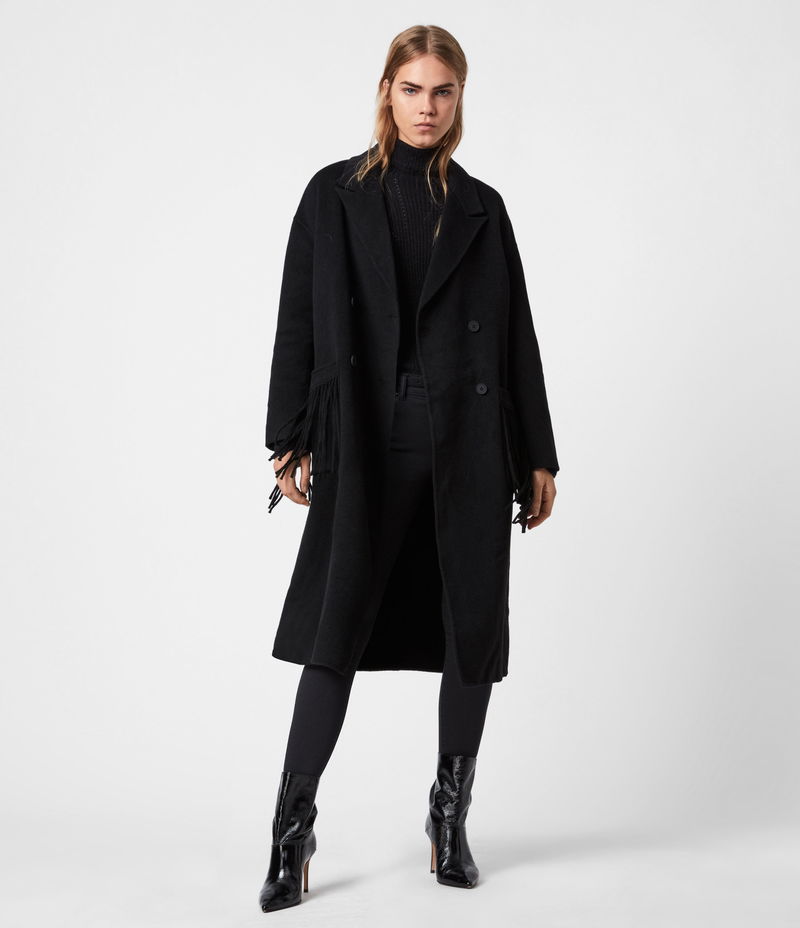 ALLSAINTS Freya Wool Blend Coat in Black | Endource