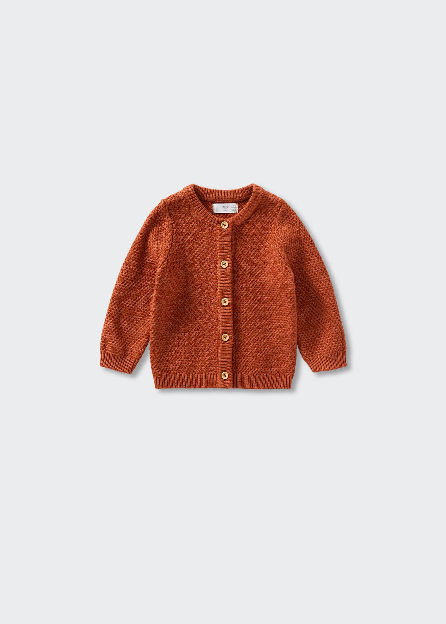 MANGO Textured Knit Cardigan in Burnt Orange | Endource