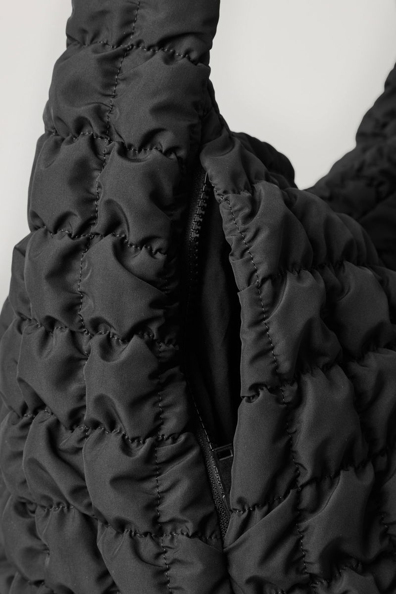 COS Recycled Polyester Quilted Oversized Shoulder Bag in Black | endource