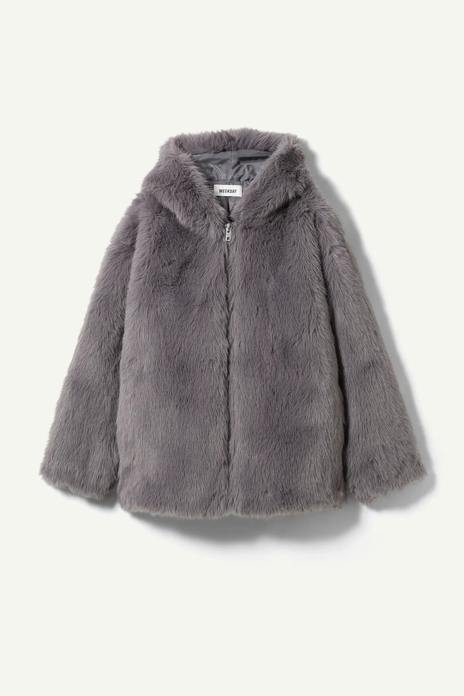 WEEKDAY Solo Faux Fur Jacket in Light purple-grey | endource