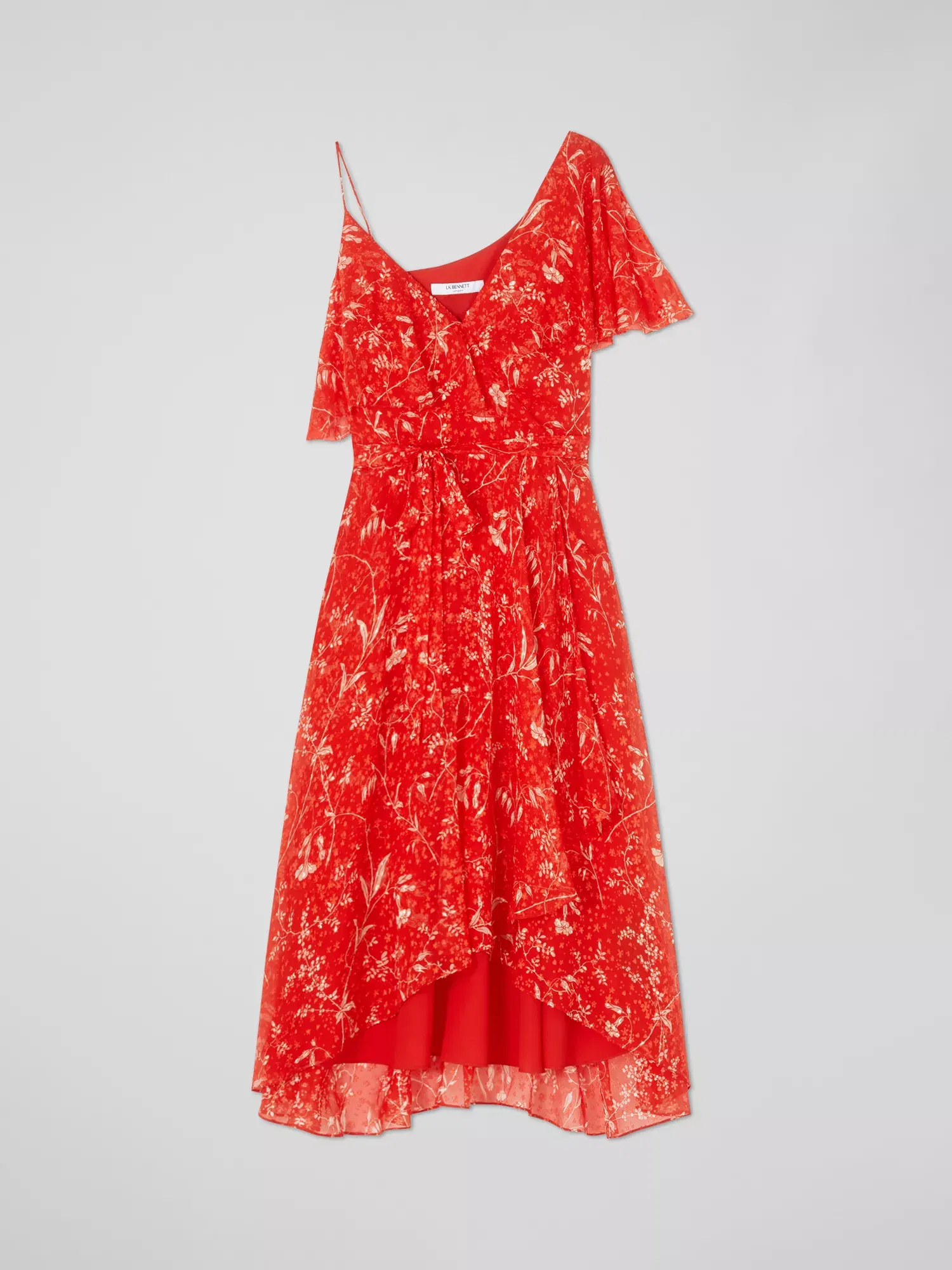 L.K. BENNETT Krasner Silk Blend Devoré Cross Over Midi Dress | endource