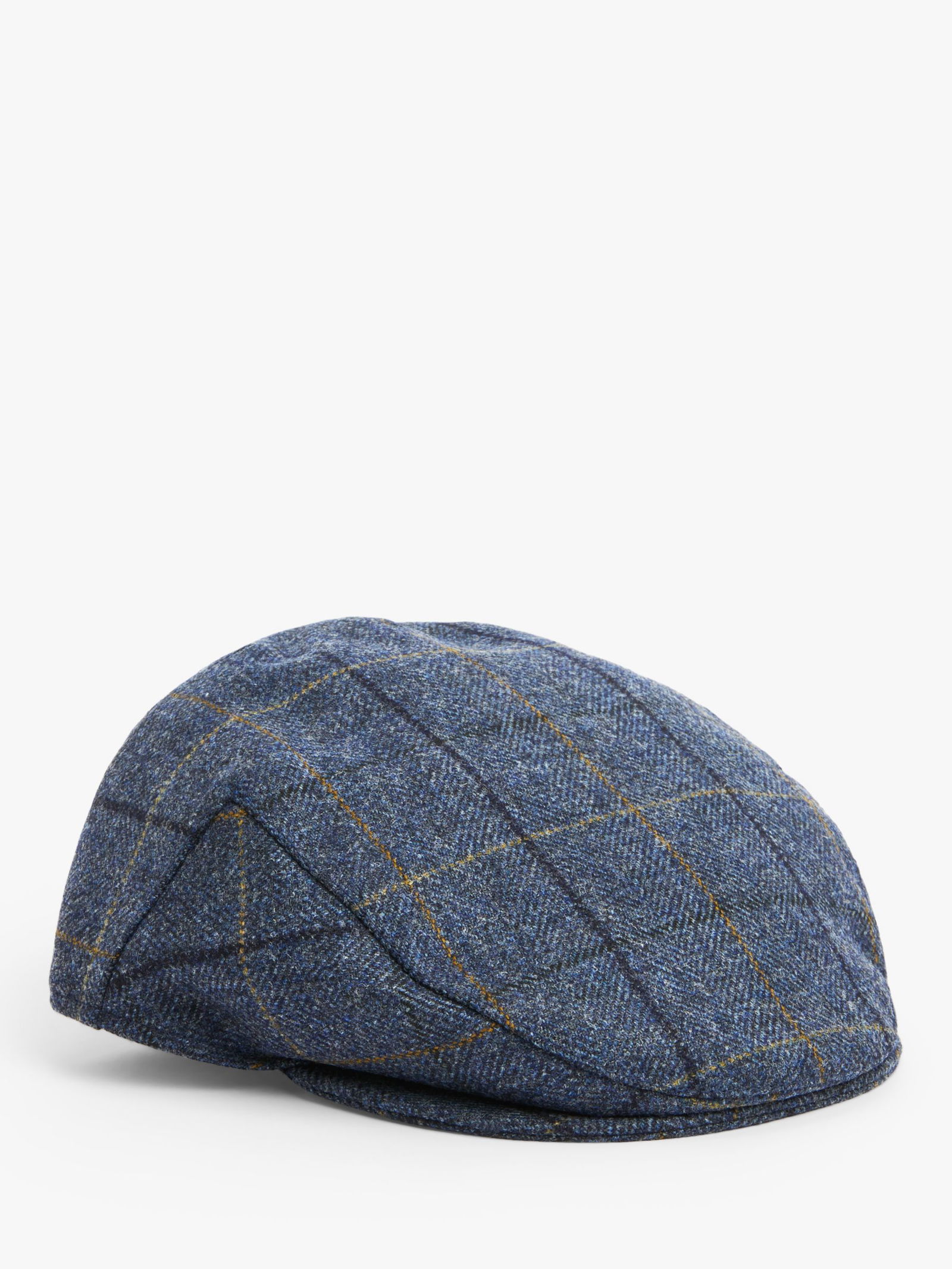 JOHN LEWIS Moon Windowpane Check Flat Cap in Blue | endource