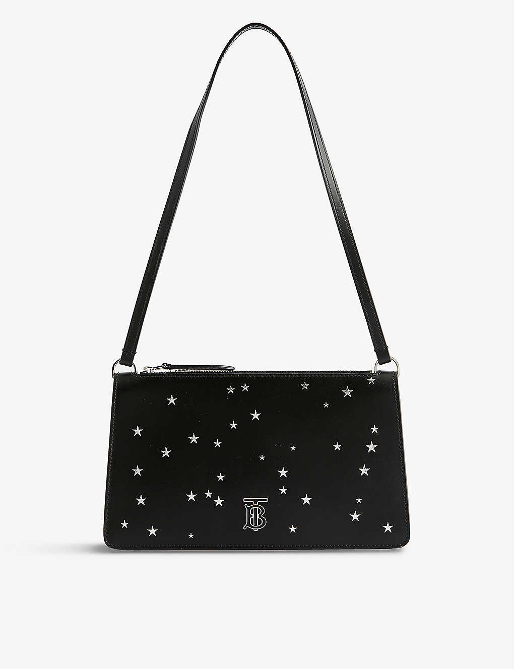 BURBERRY Star Brand-Print Leather Shoulder Bag in BLACK | endource