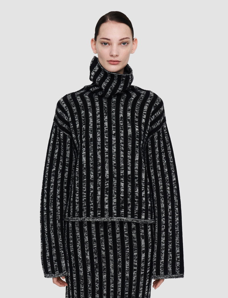 JOSEPH Stripes Animation High Neck Jumper in Ivory Combo | endource