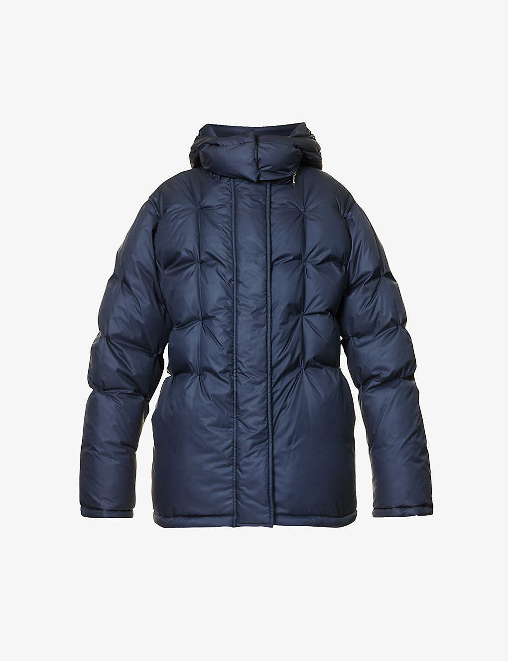 LOEWE Quilted High-Neck Shell-Down Coat in DARKNAVYBLUE | Endource