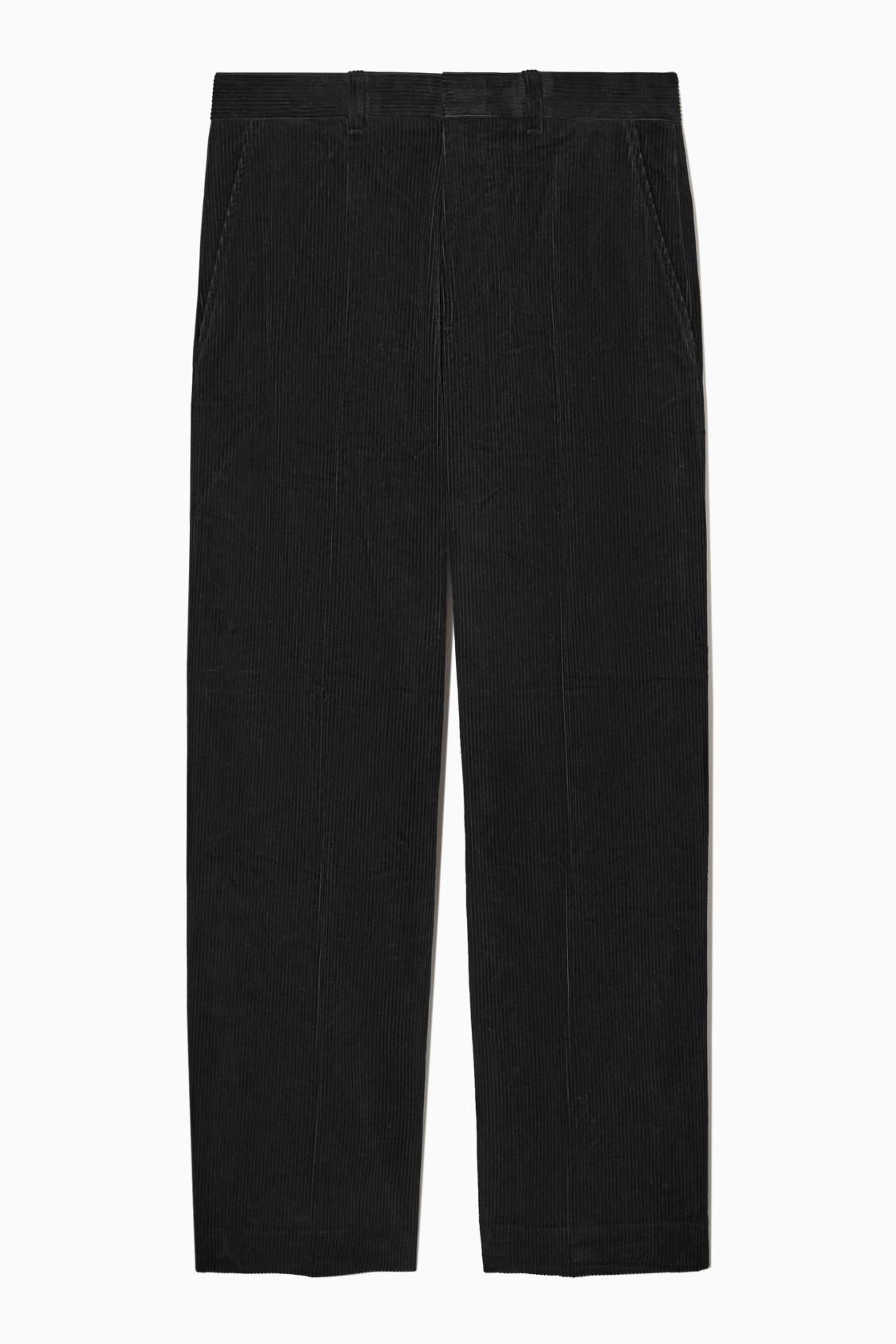 COS Wide-Leg Corduroy Chinos in BLACK | endource