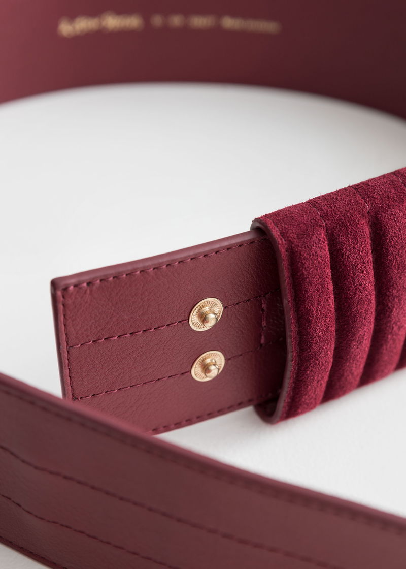 & OTHER STORIES Leather Pull Through Belt in Burgundy | Endource