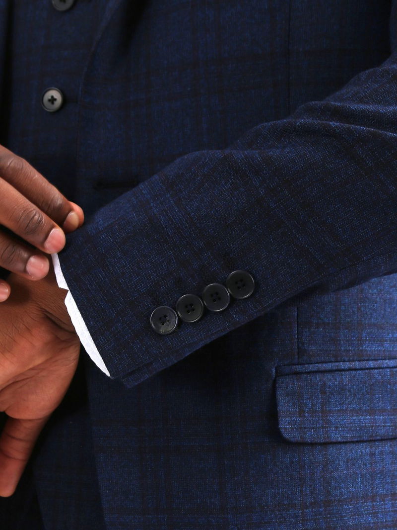 TED BAKER Munro Check Slim Fit Suit Jacket in Navy | Endource