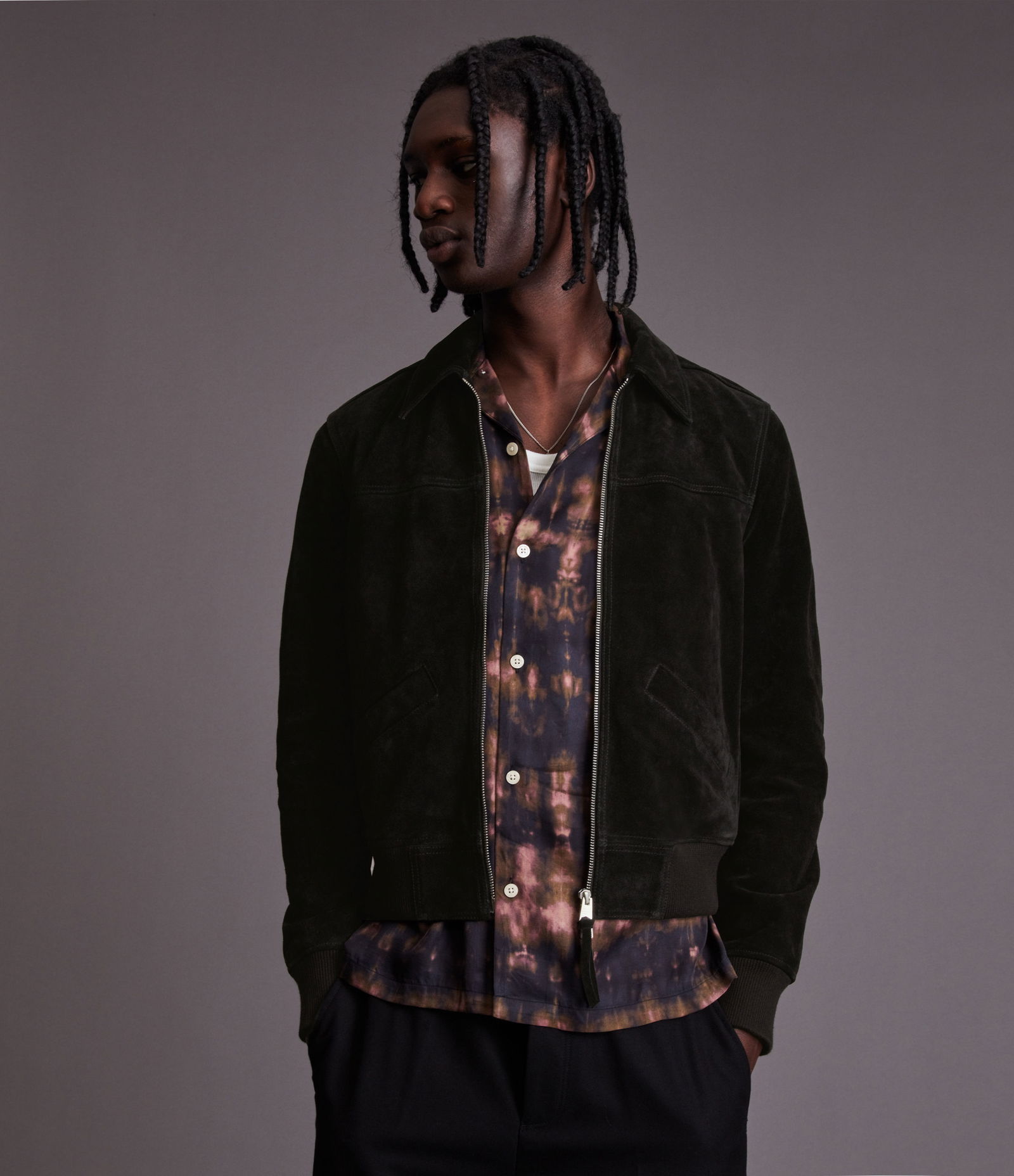 ALLSAINTS Halcrow Suede Jacket in Black | endource