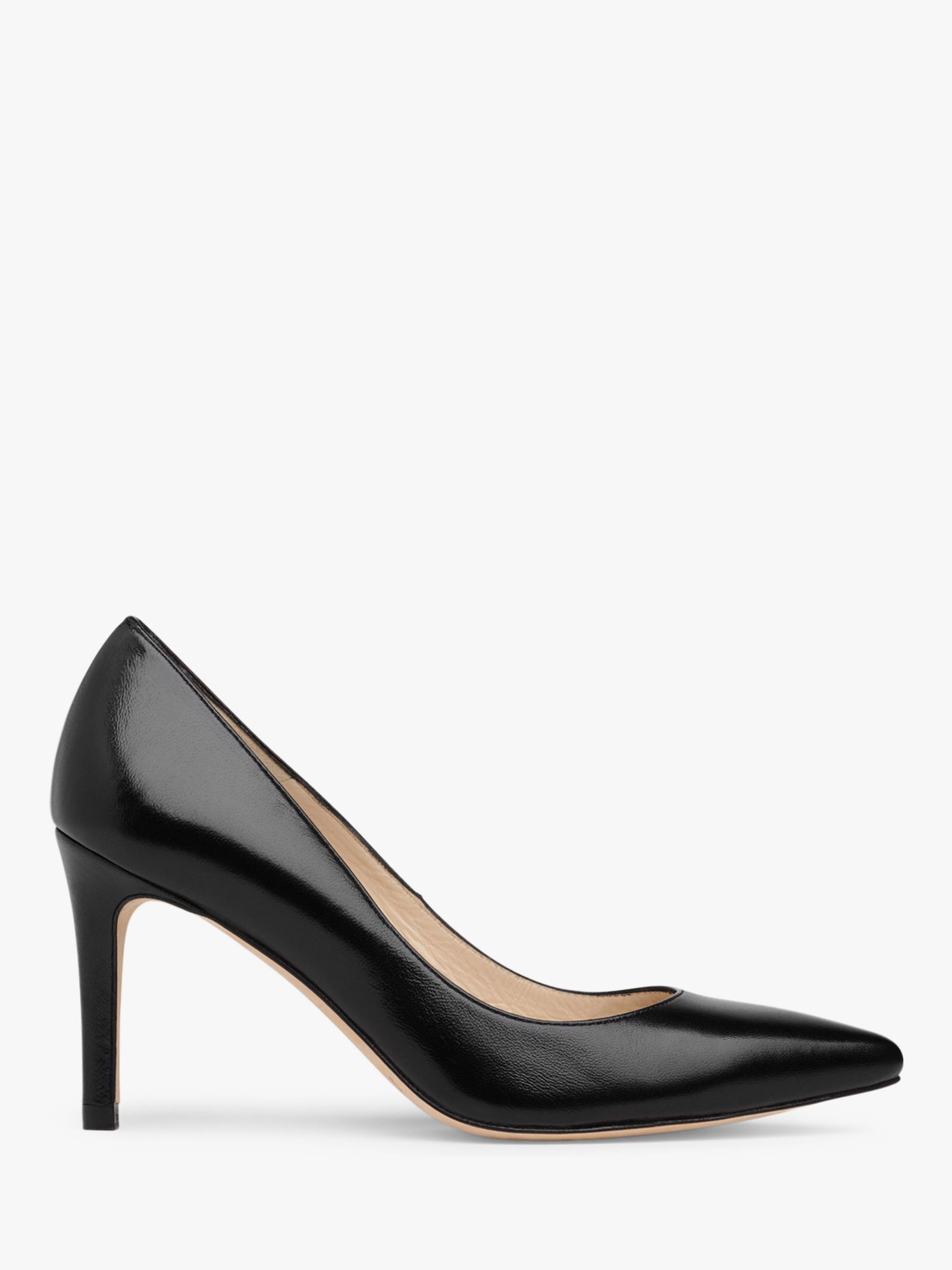 L.K. BENNETT Floret Leather Pointed Toe Court Shoes in Silver | endource