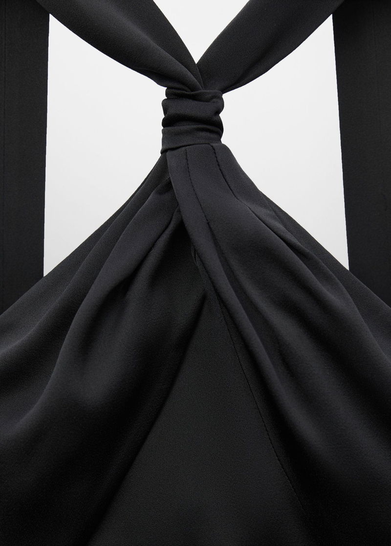 MANGO Mango x Jen Ceballos - Satin Dress With Knot in Black | Endource