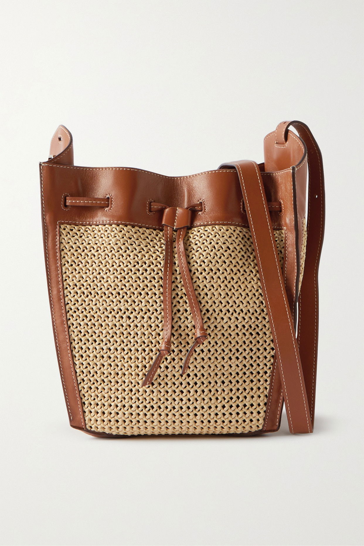 ISABEL MARANT Buky Tasseled Leather-Trimmed Woven Raffia Bucket Bag in ...