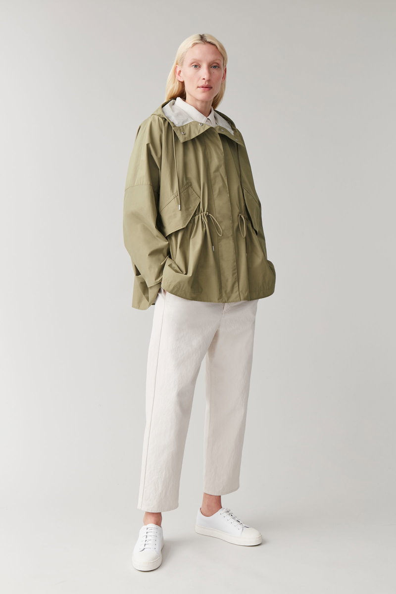 COS Light Packable Raincoat in Khaki Green | endource