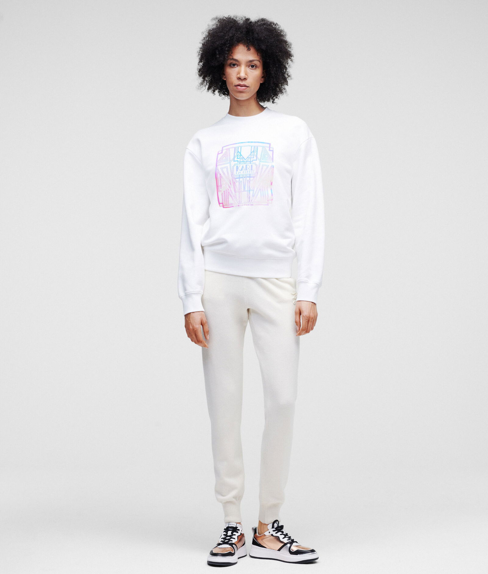 KARL LAGERFELD Art Deco Karl Logo Sweatshirt in White | Endource