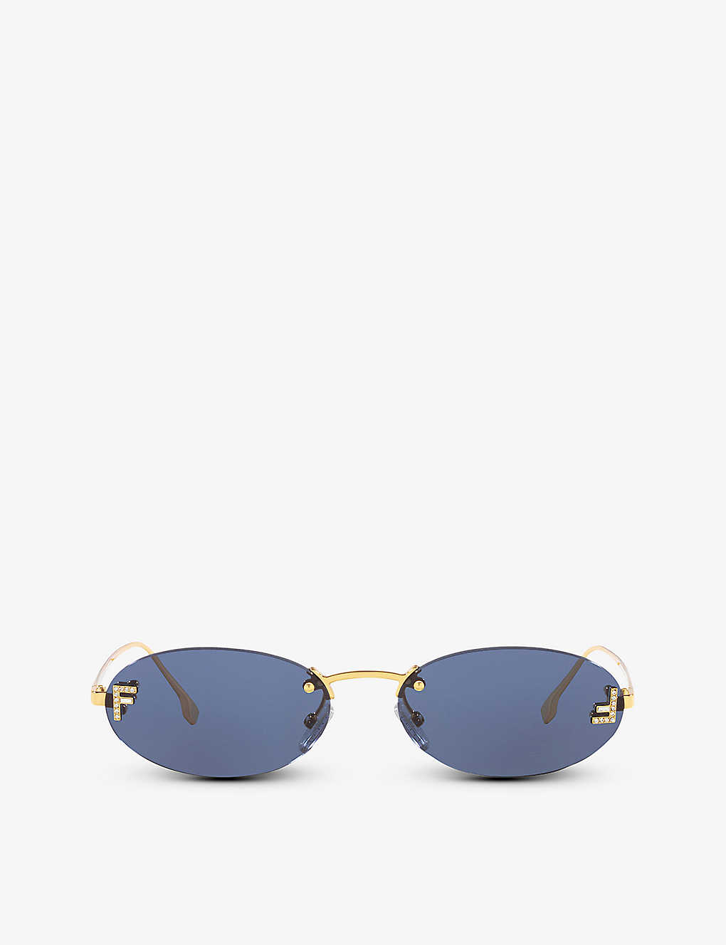 FENDI FE4075US Oval-Frame Metal Sunglasses in GOLD | endource