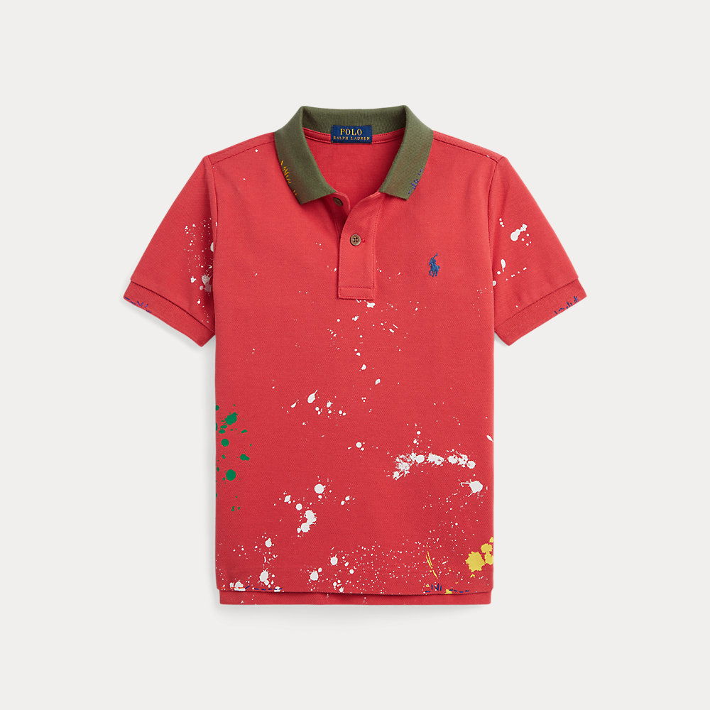 RALPH LAUREN Paint-Splatter-Print Cotton Polo Shirt | Endource