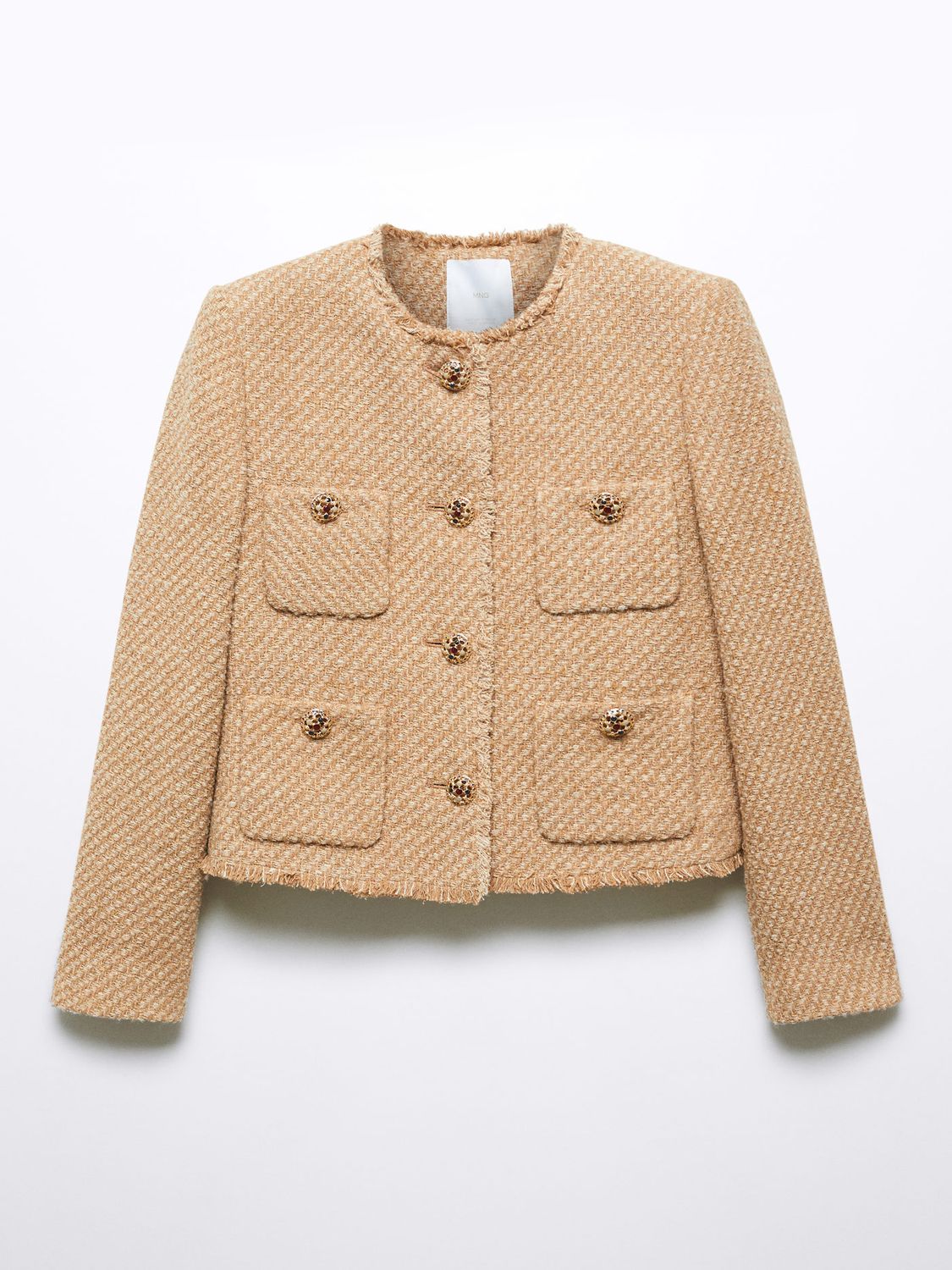 MANGO Carla Straight Jacket in Light Beige | endource
