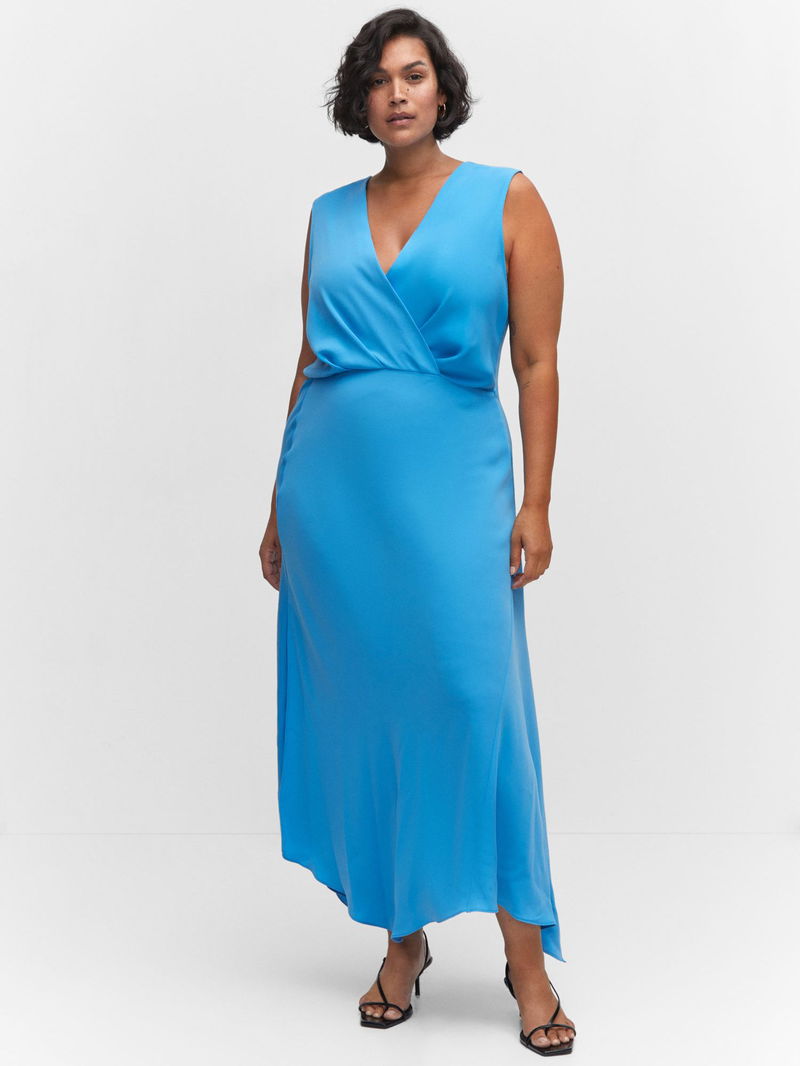 MANGO Manzana Midi Dress in Turquoise | endource